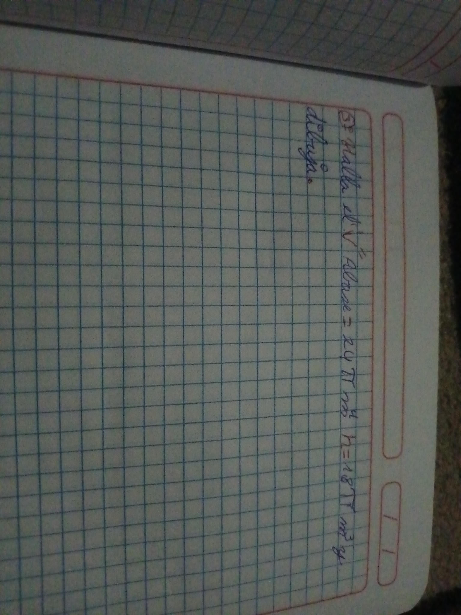 3. Halla el V. altase = $24 m^4$ $h = | StudyX
