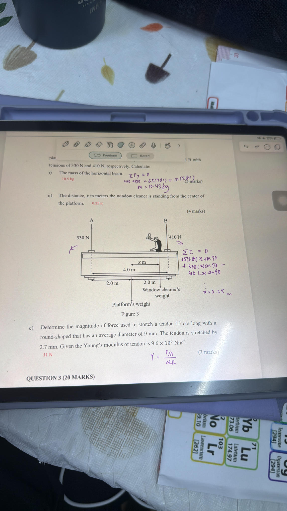 tensions of 330 N and 410 N, respectively. | StudyX