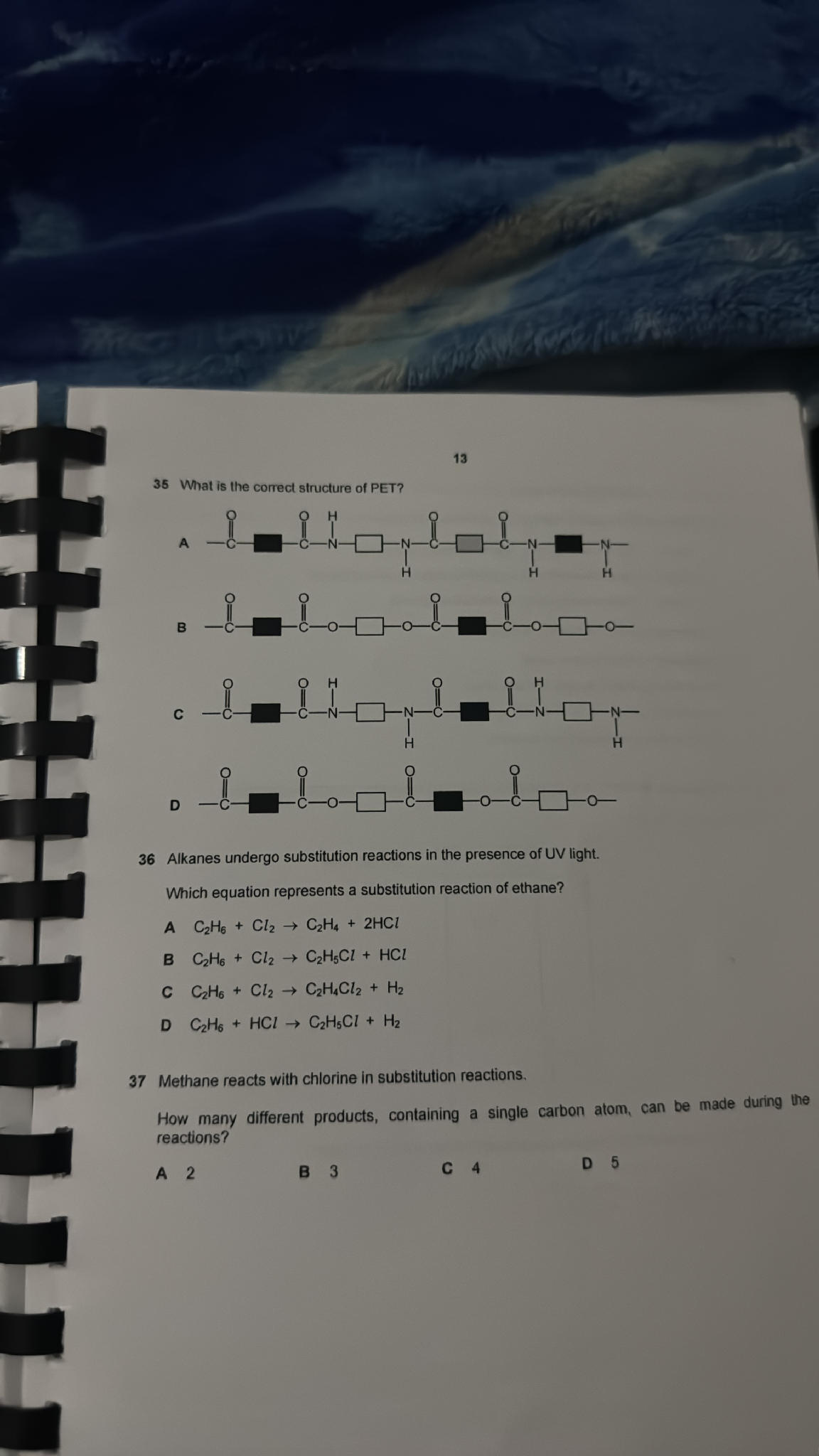 Alkanes undergo substitution reactions in | StudyX
