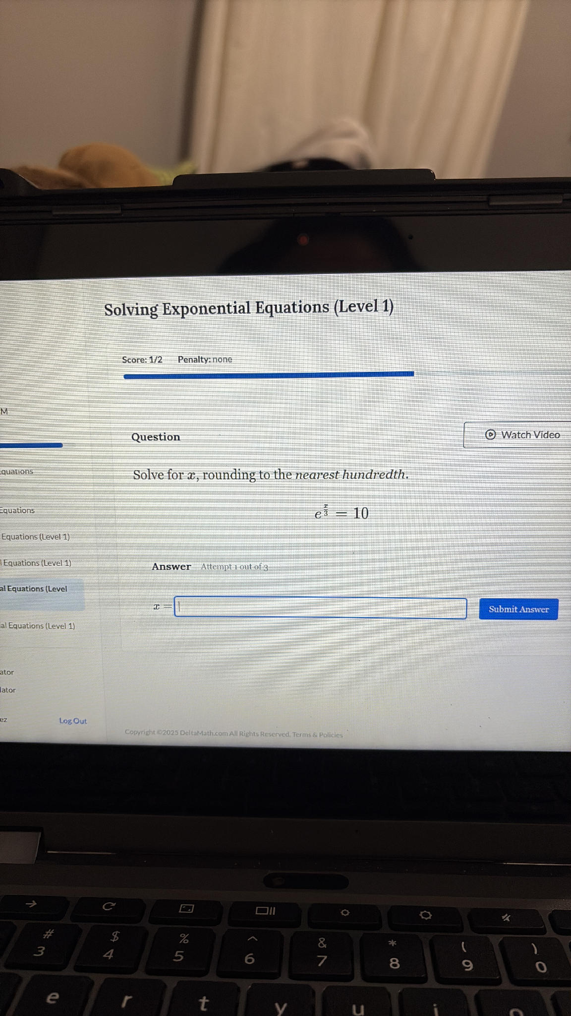 Solve for $x$, rounding to the nearest | StudyX