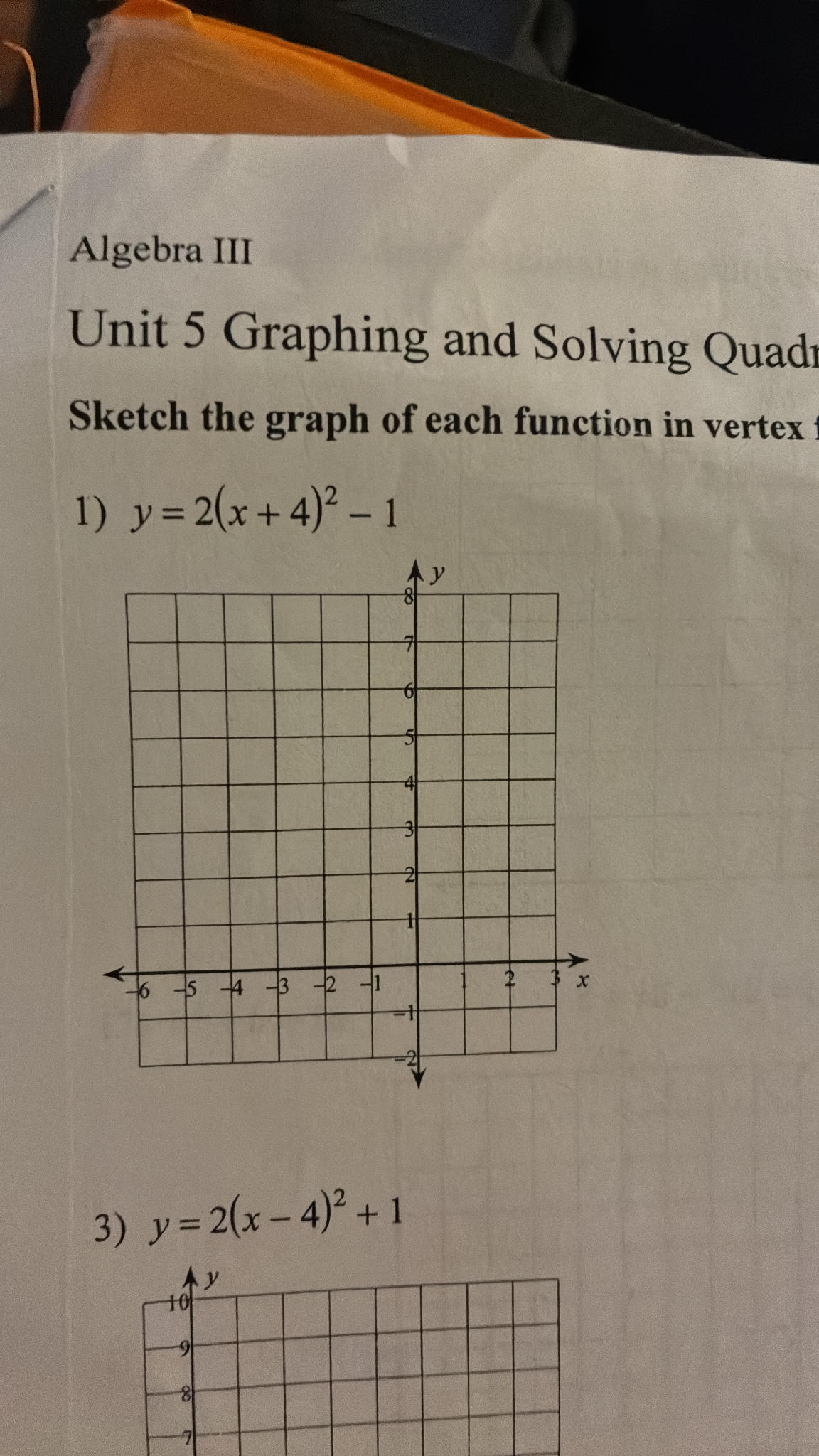 Algebra III Unit 5 Graphing and Solving | StudyX