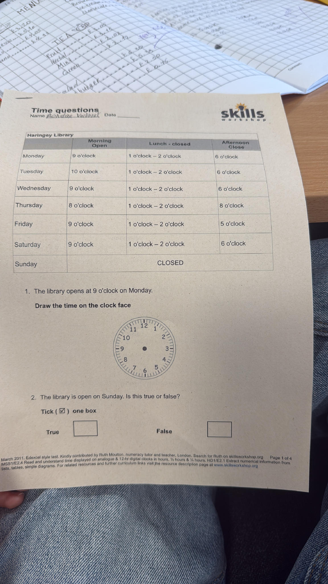 Haringey Library Timetable: | Day | | StudyX