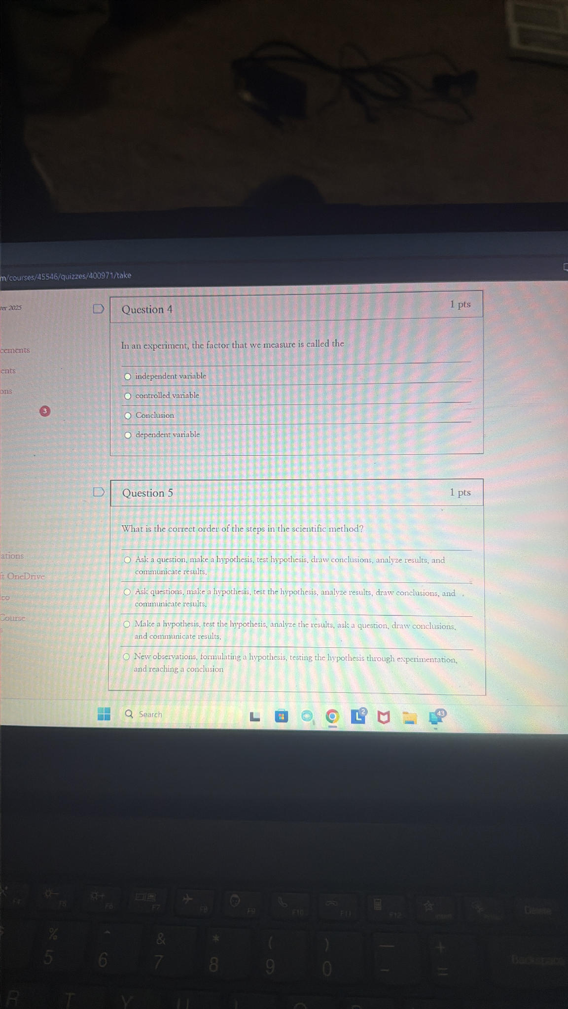 In an experiment, the factor that we measure | StudyX