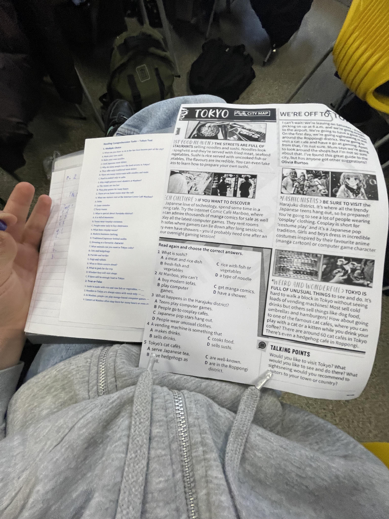 Reading Comprehension Tasks-Tokyo Text 1. | StudyX