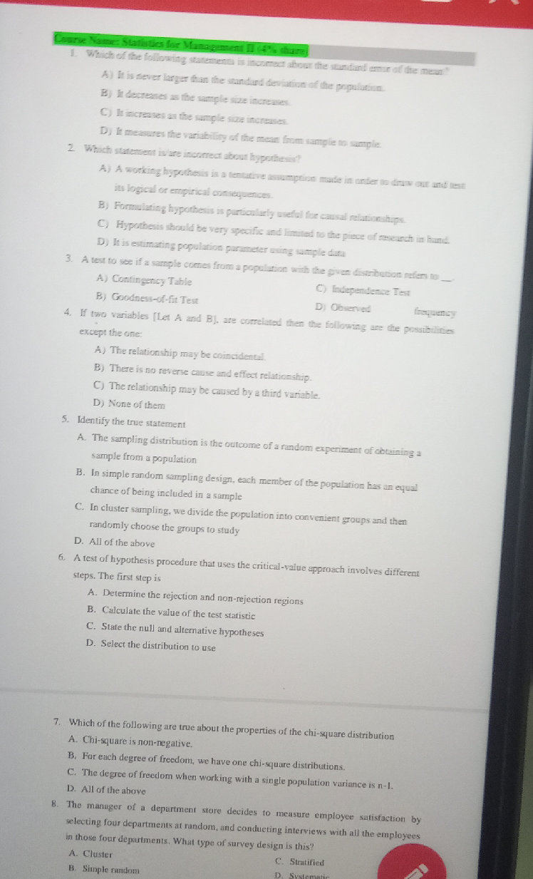 3. A test to see if a sample comes from a | StudyX