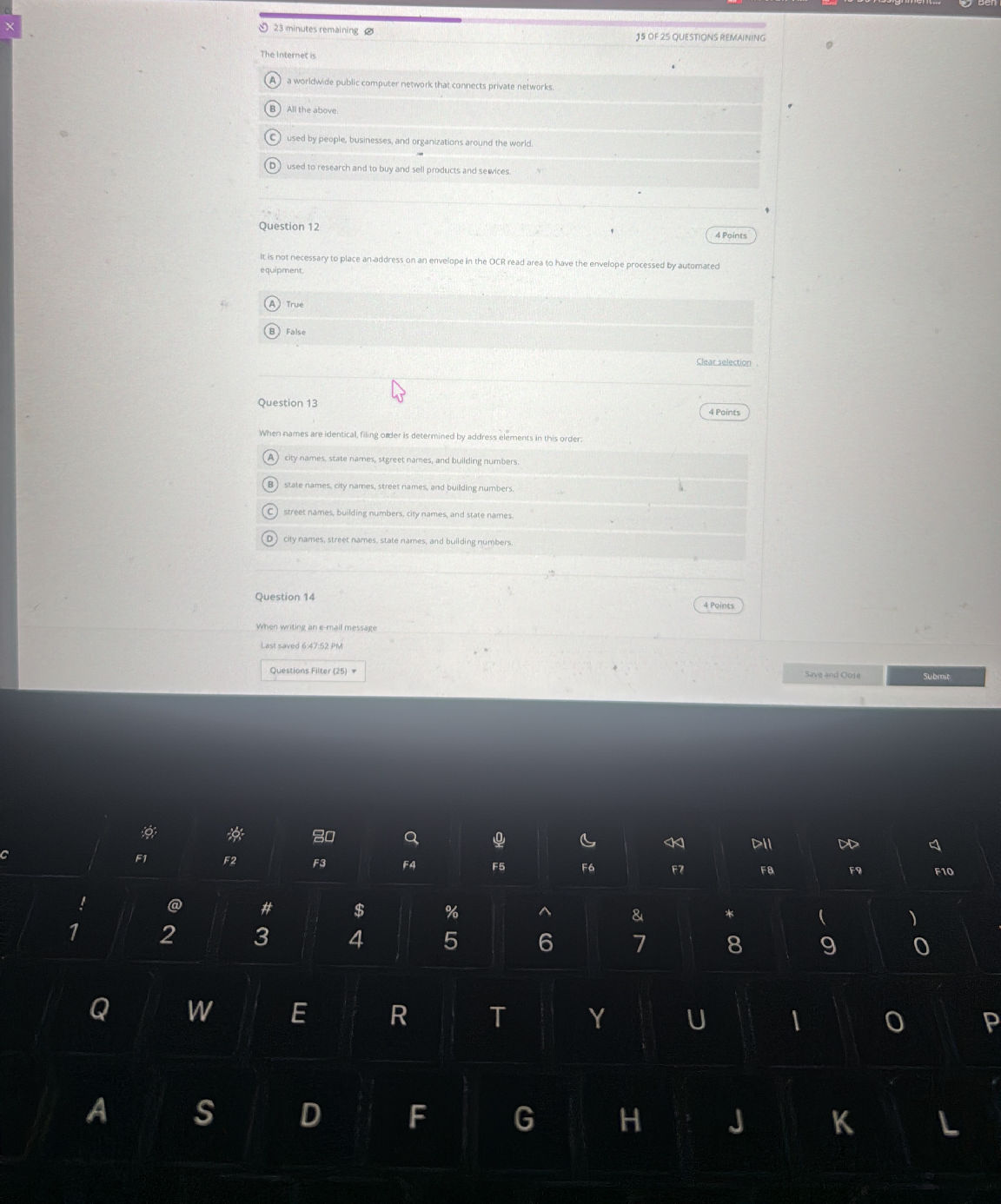 Question 14 When writing an e-mail message | StudyX