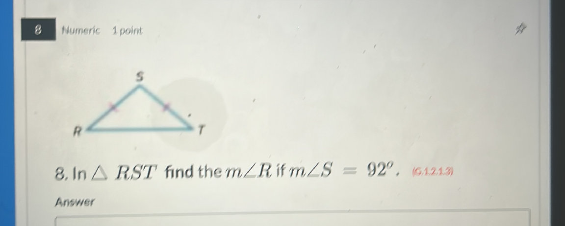 In $ RST$ find the $m R$ if $m S = 92^{ | StudyX