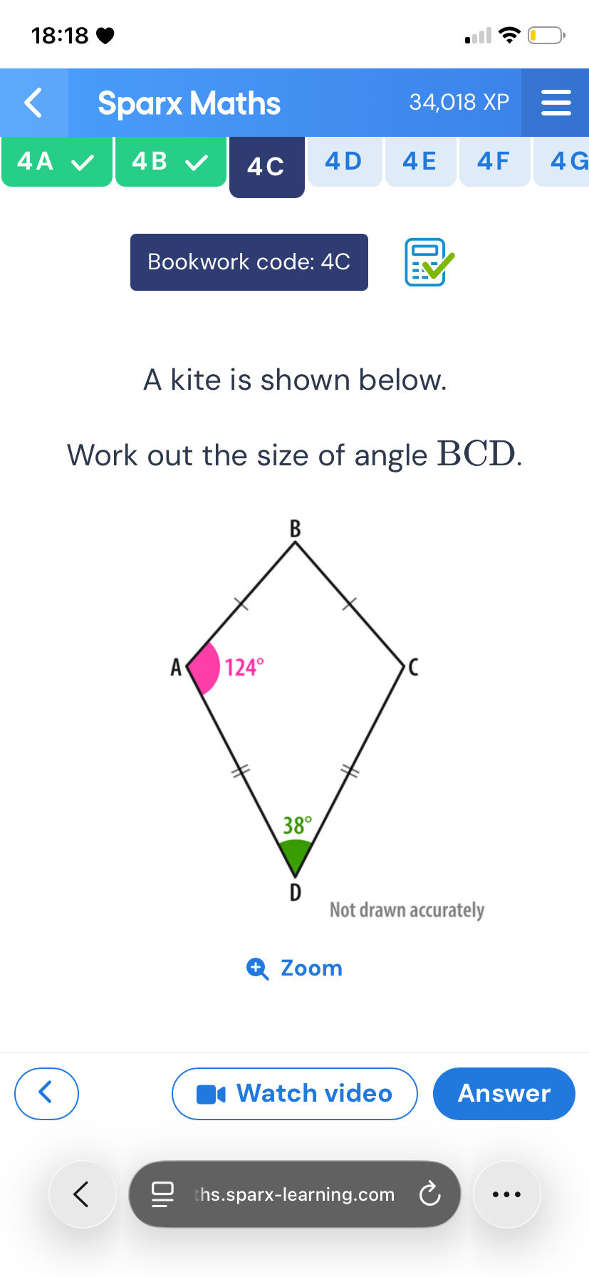 A kite is shown below. Work out the size of | StudyX