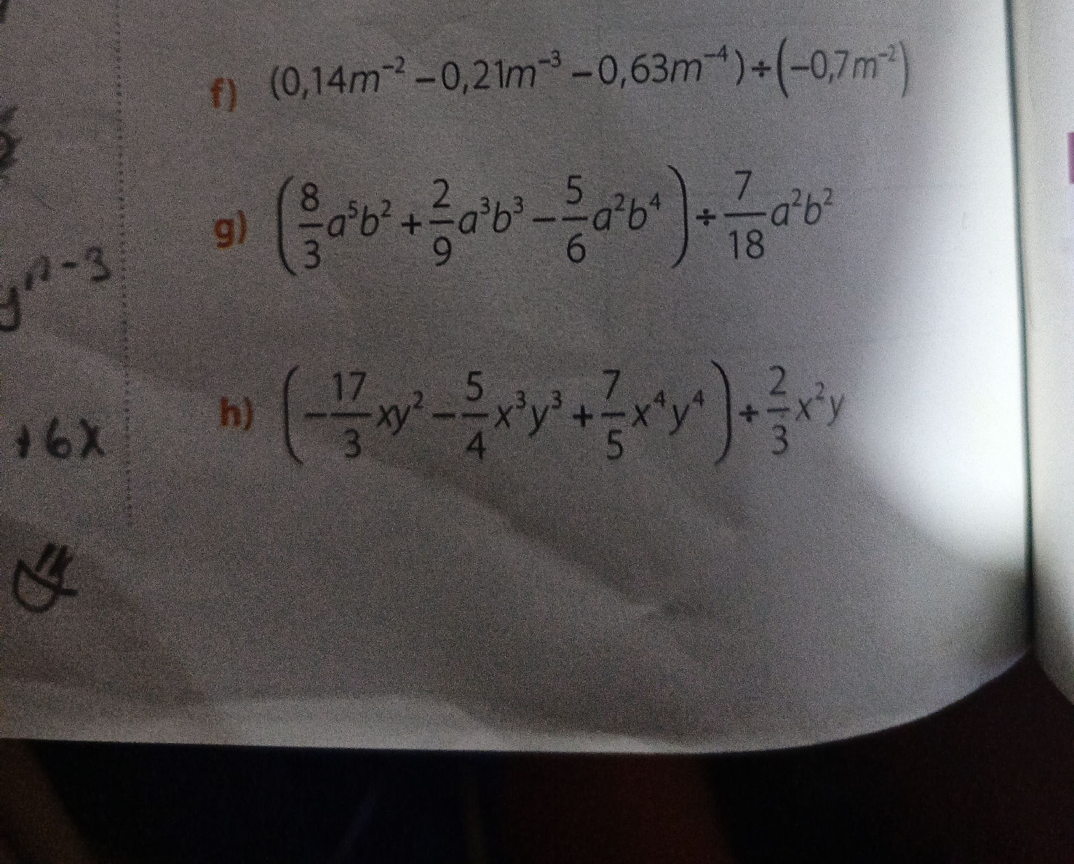 f) $(0,14m^{-2} - 0,21m^{-3} - 0,63m^{-4}) + | StudyX
