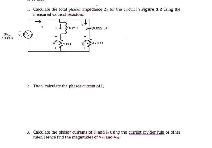 Calculate the total phasor impedance $Z_T$ | StudyX