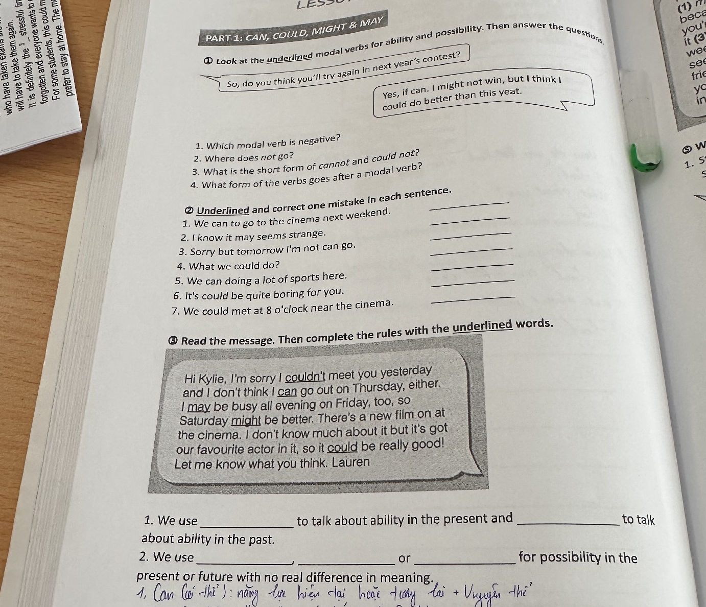 Look at the underlined modal verbs for | StudyX