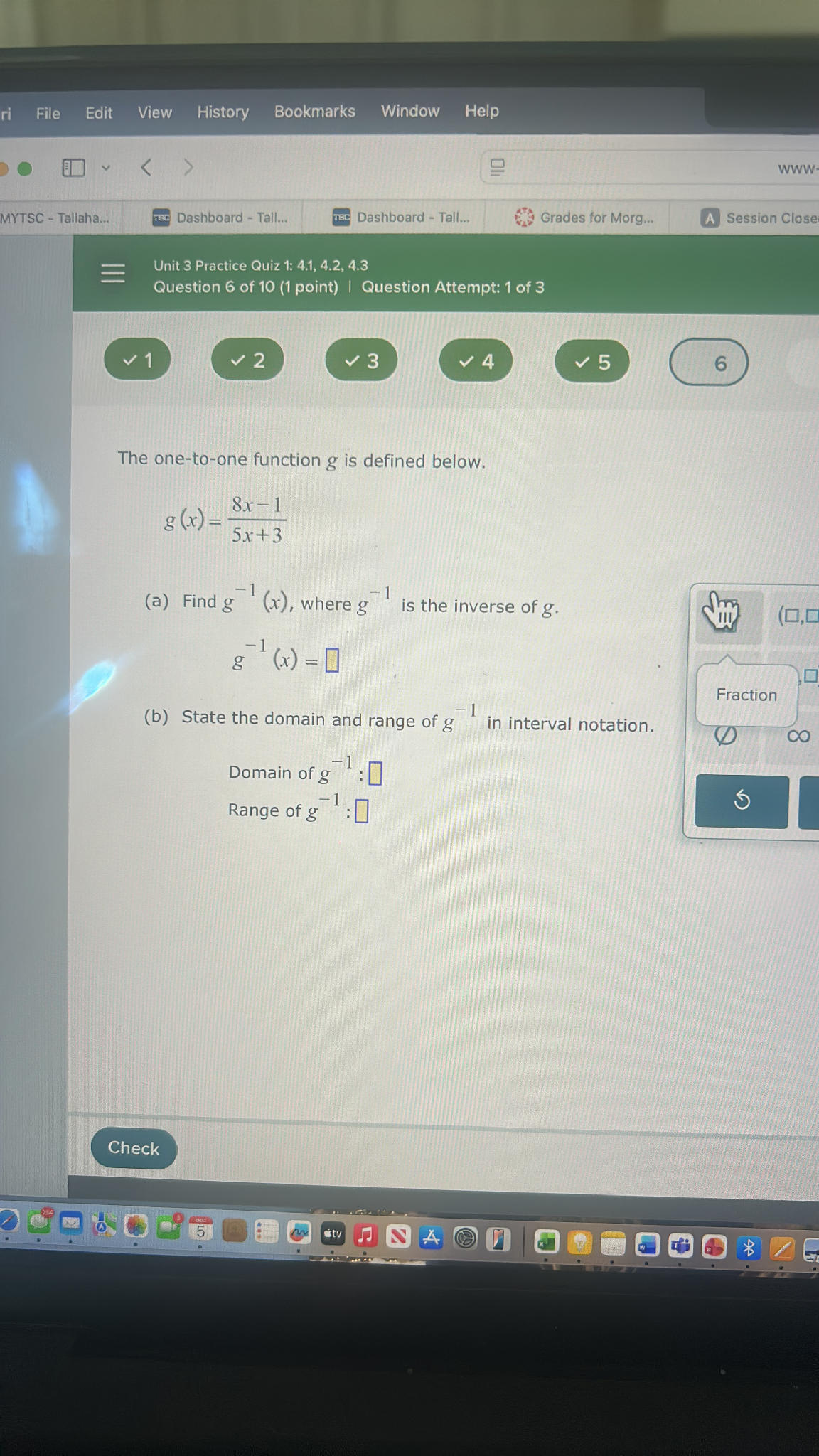 The one-to-one function $g$ is defined | StudyX