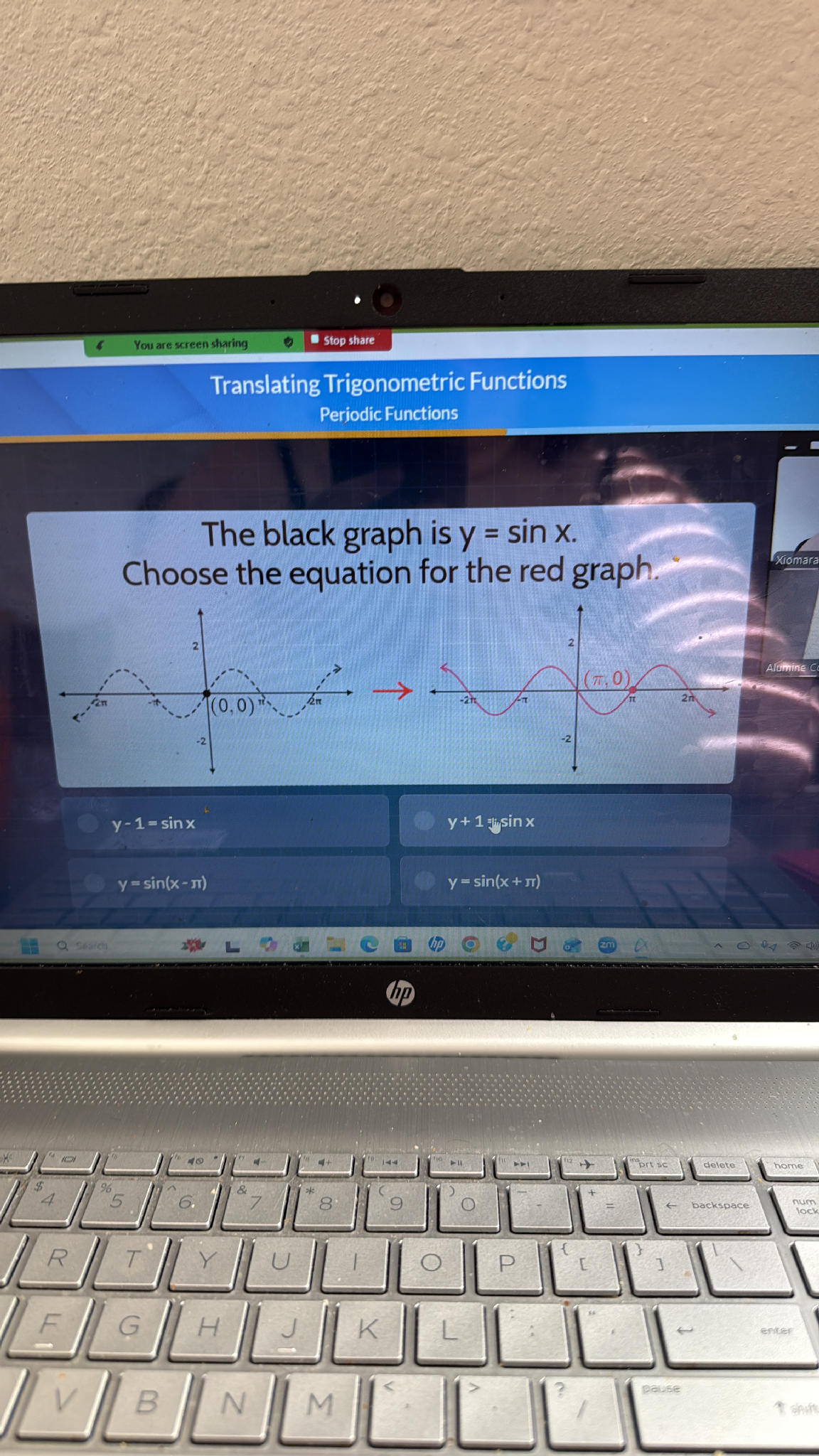 The black graph is $y = x$. Choose the | StudyX