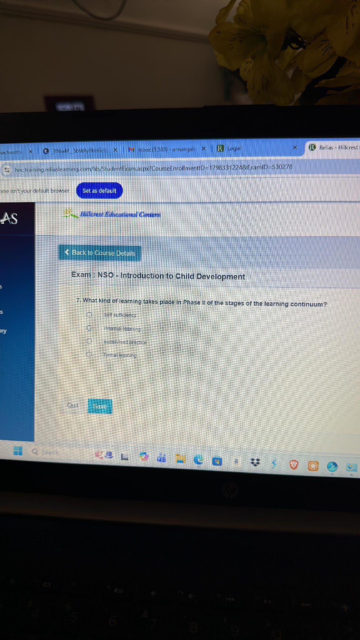 7. What kind of learning takes place in | StudyX