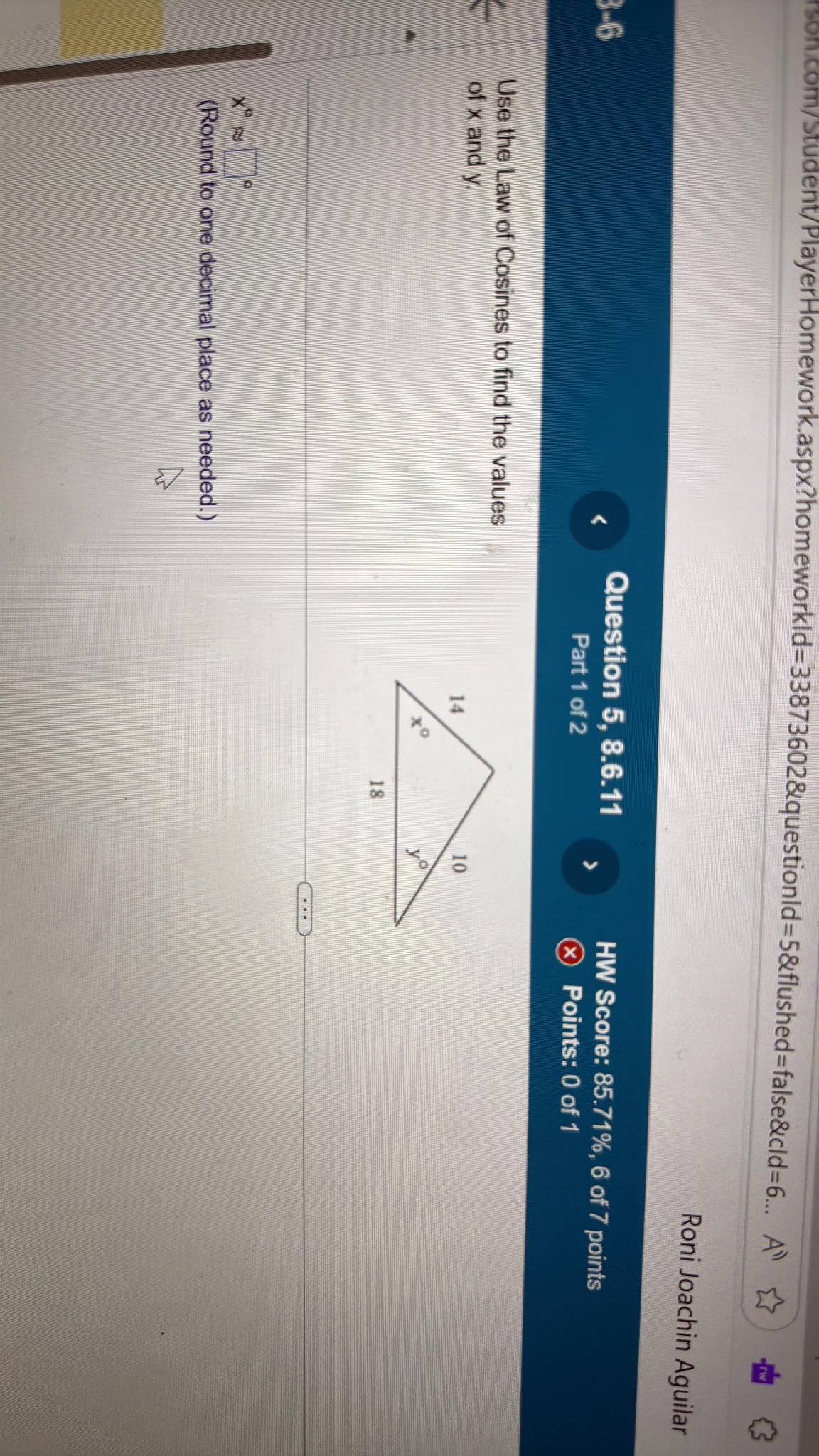 Use the Law of Cosines to find the values of | StudyX