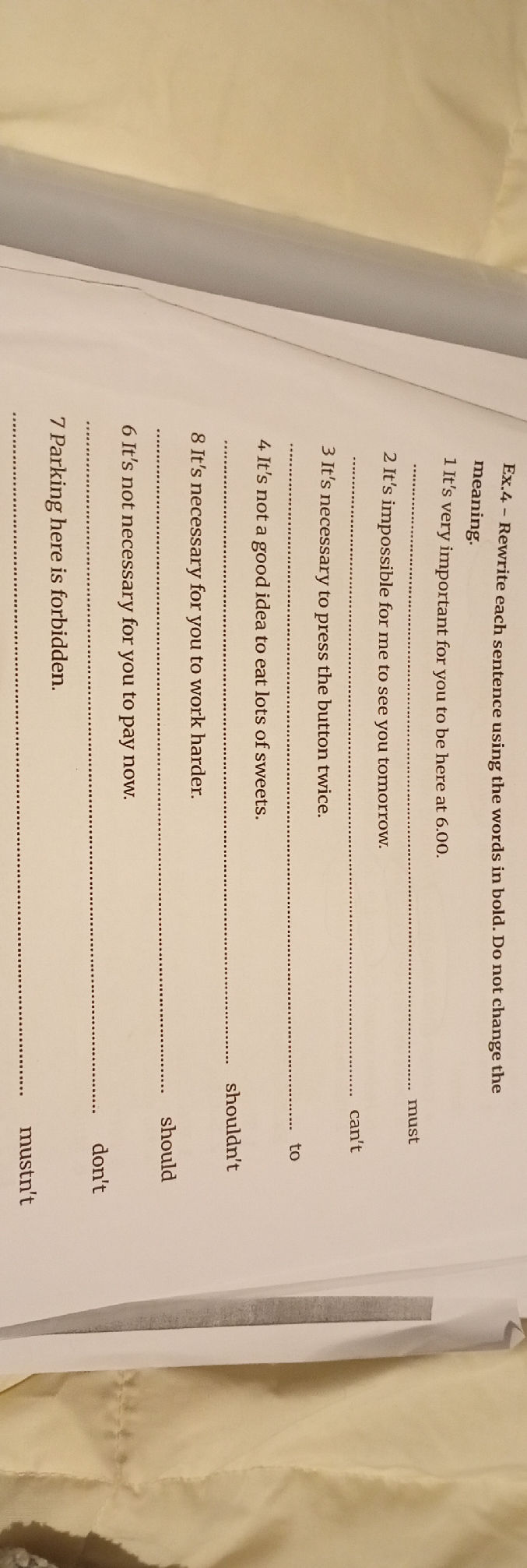 Ex.4 - Rewrite each sentence using the words | StudyX