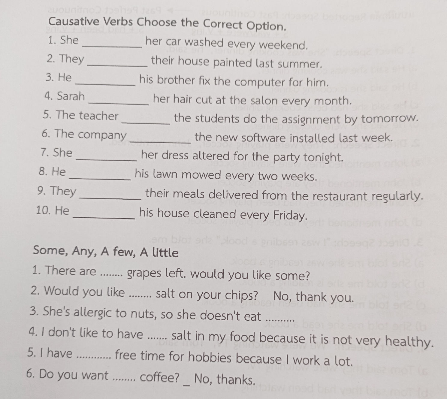 Causative Verbs Choose the Correct Option. | StudyX