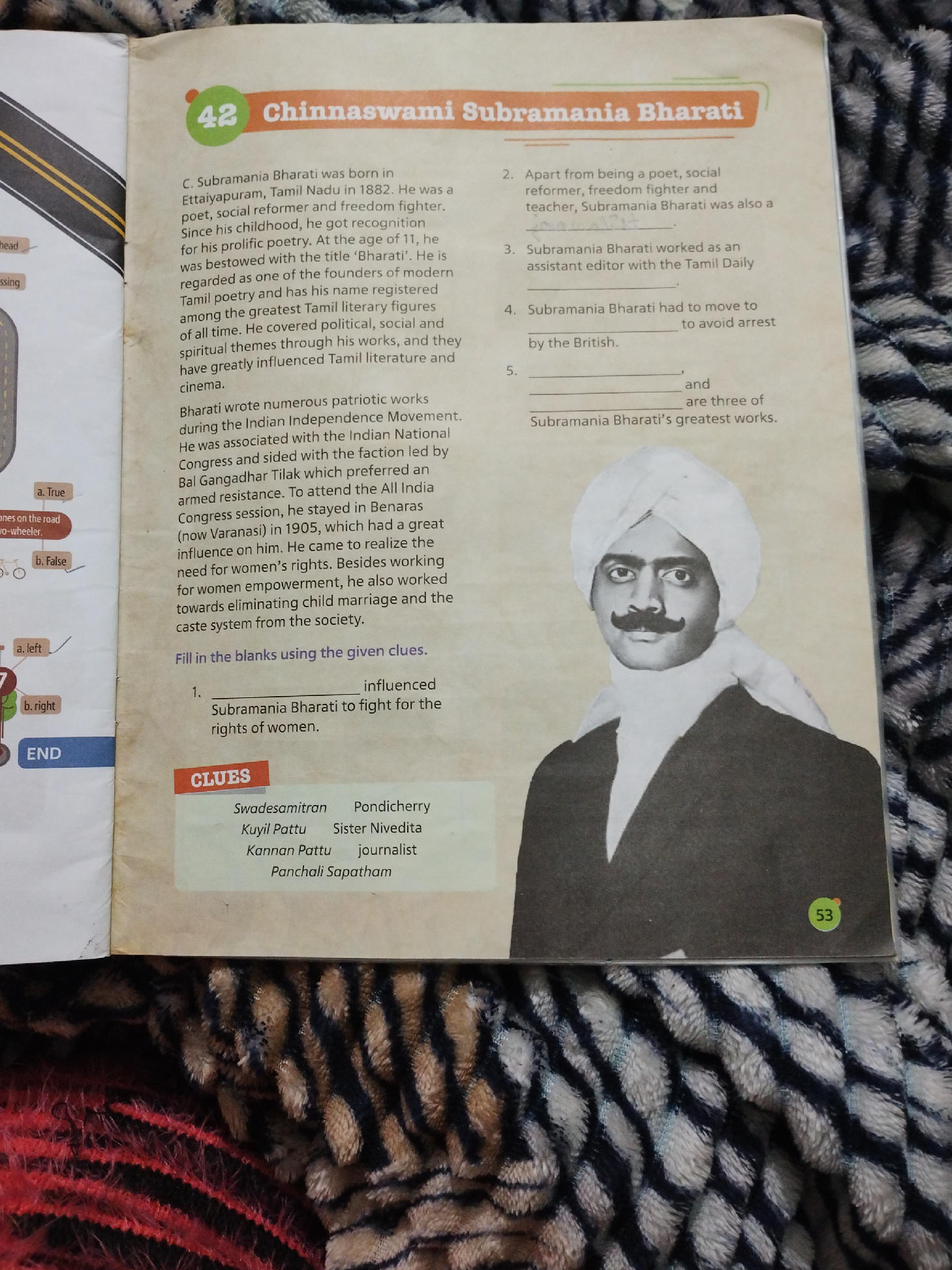 C. Subramania Bharati was born in | StudyX