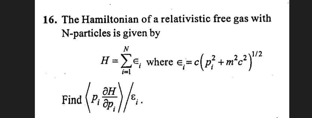 The Hamiltonian of a relativistic free gas | StudyX
