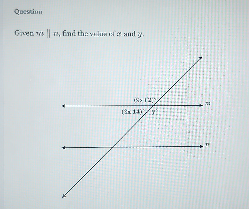 Given $m n$, find the value of $x$ and | StudyX