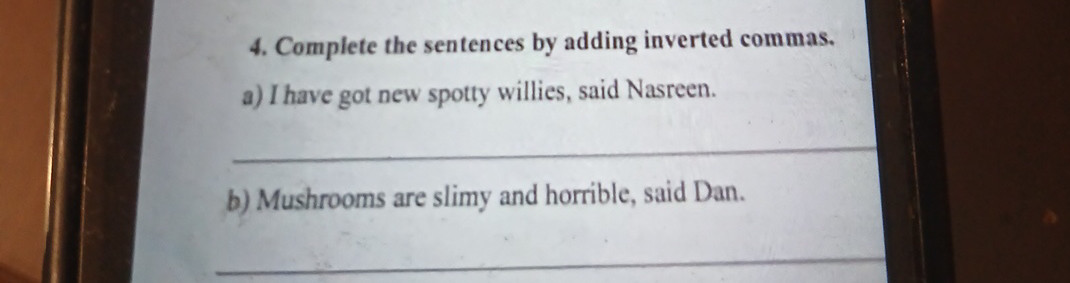 4. Complete the sentences by adding inverted | StudyX