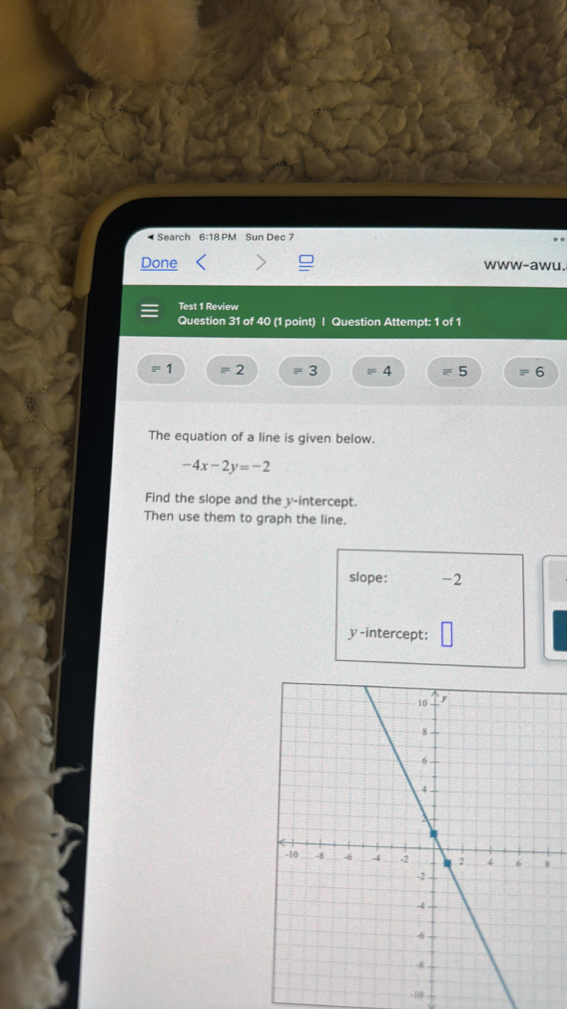 The equation of a line is given below. $$-4x | StudyX