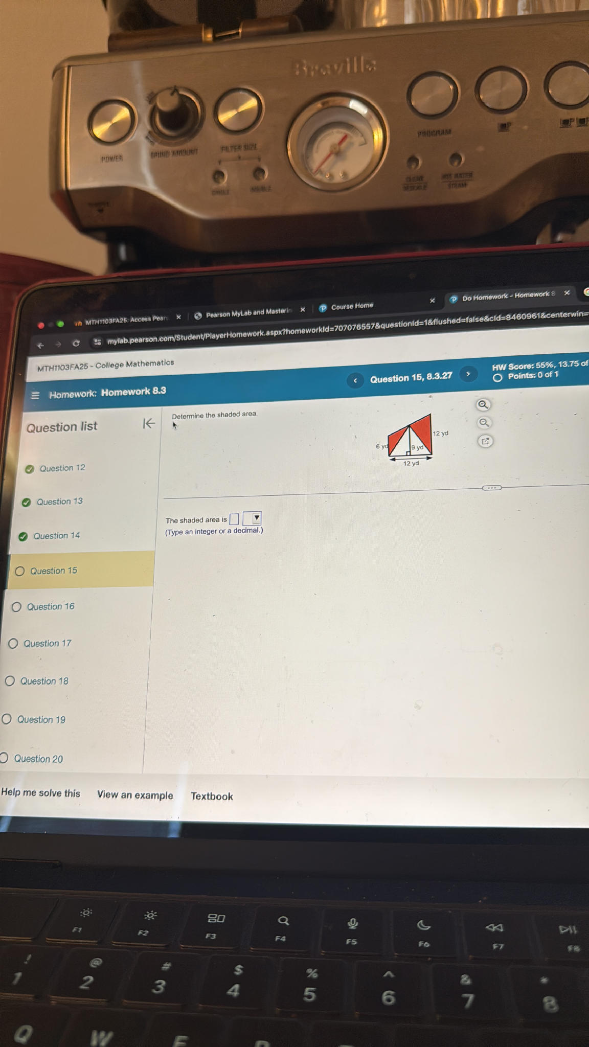 Determine the shaded area. [Diagram | StudyX