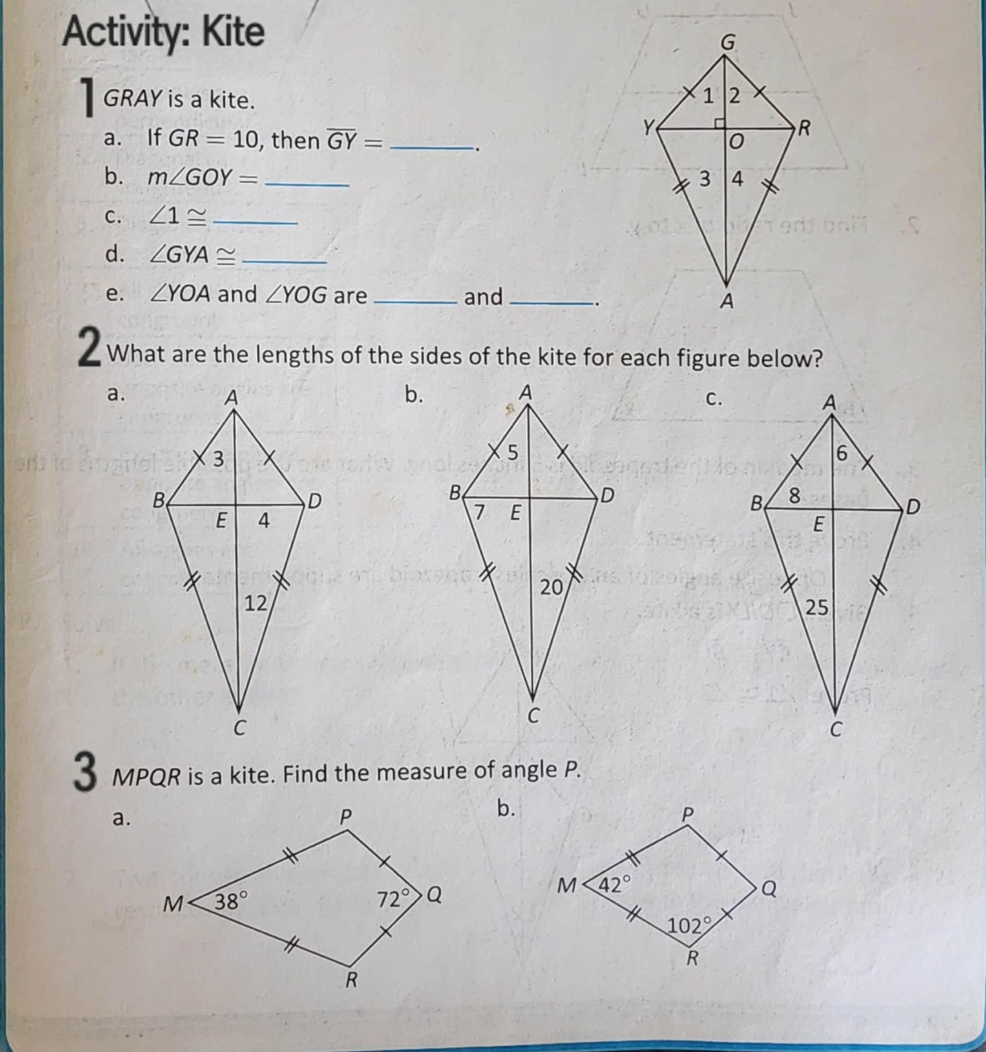 GRAY is a kite. a. If GR = 10, then $ {GY}$ | StudyX