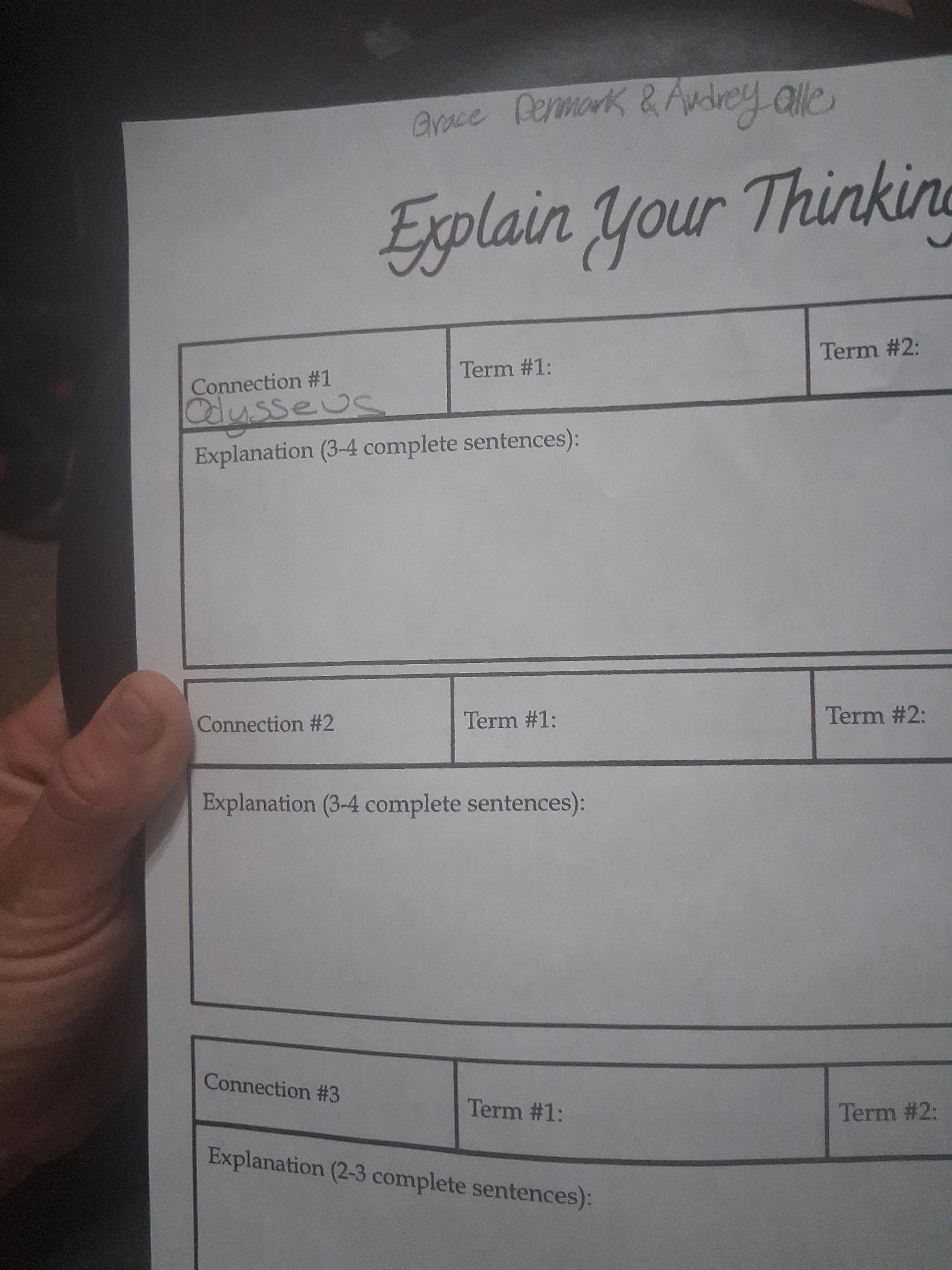 **Explain Your Thinking** | Connection # | | StudyX