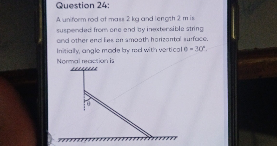 Question 24: A uniform rod of mass 2 kg and | StudyX
