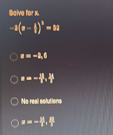 Solve for $w$. $-2(w - {4}{9})^4 = -32$ | StudyX