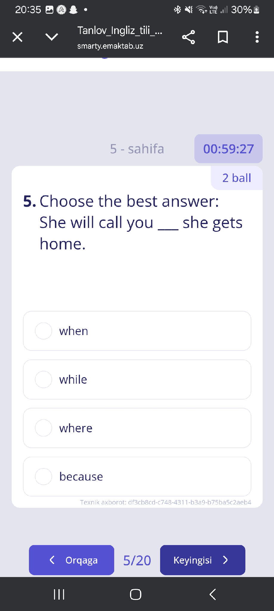 Choose the best answer: She will call you