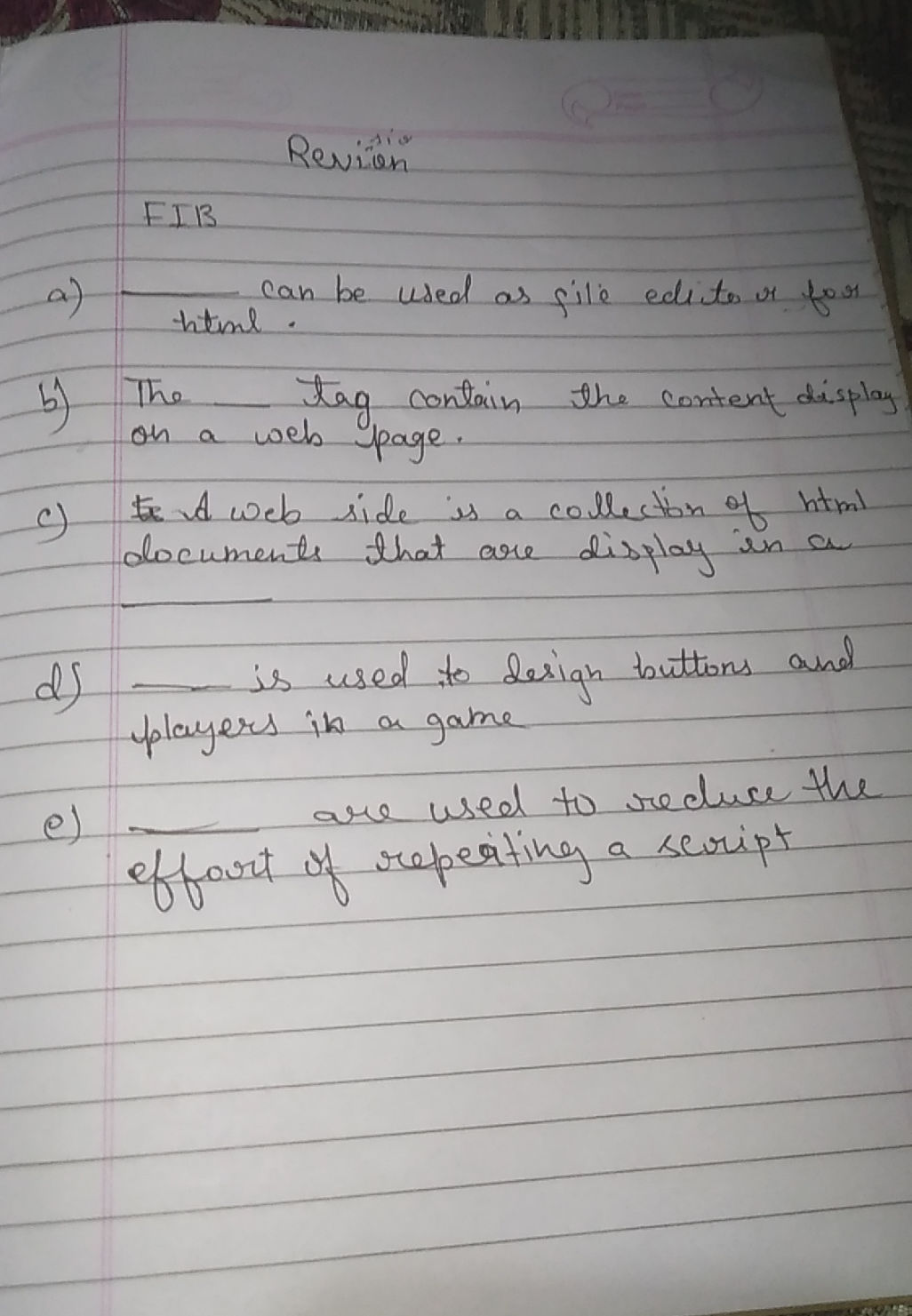 a) ______ can be used as file editor or for | StudyX