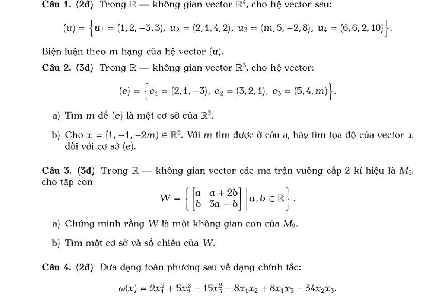 Trong $ {R}$ - không gian vector $ {R}^3$, | StudyX