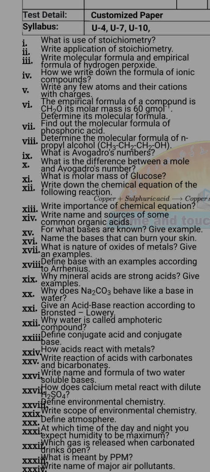 i. What is use of stoichiometry? ii. Write | StudyX