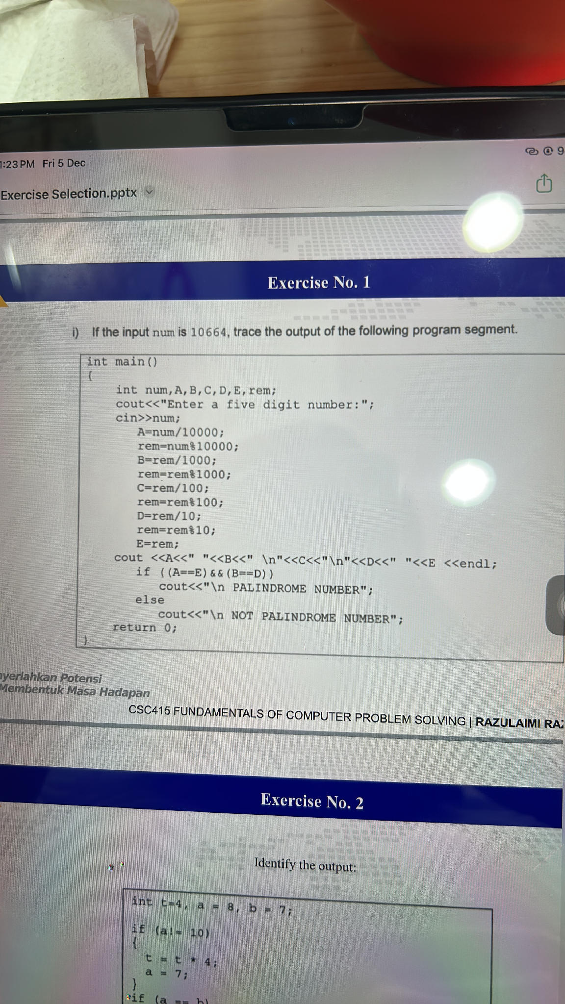 If the input num is 10664, trace the output | StudyX