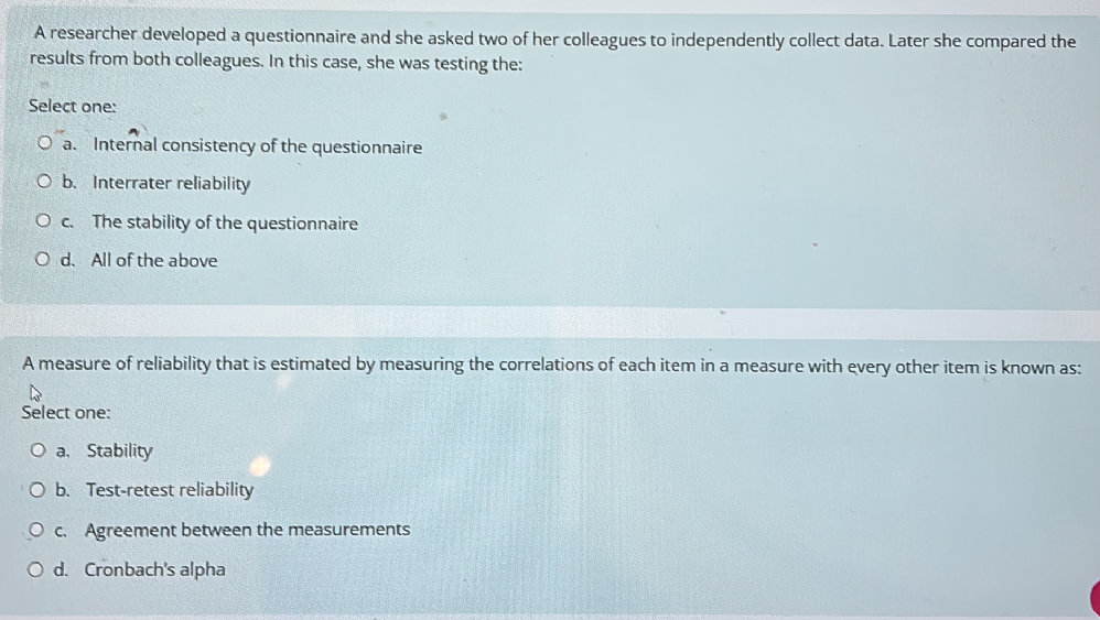 A measure of reliability that is estimated | StudyX