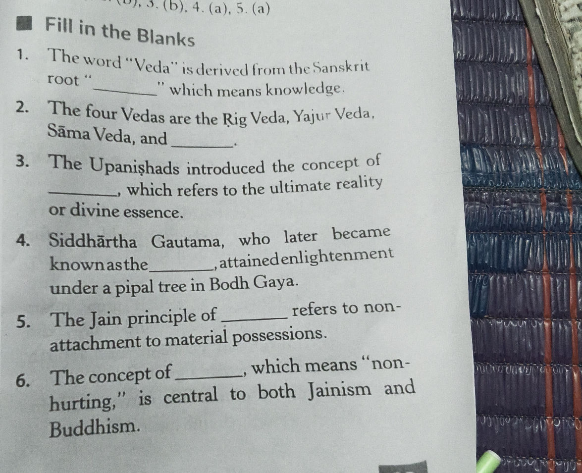 Fill in the Blanks 1. The word "Veda" is