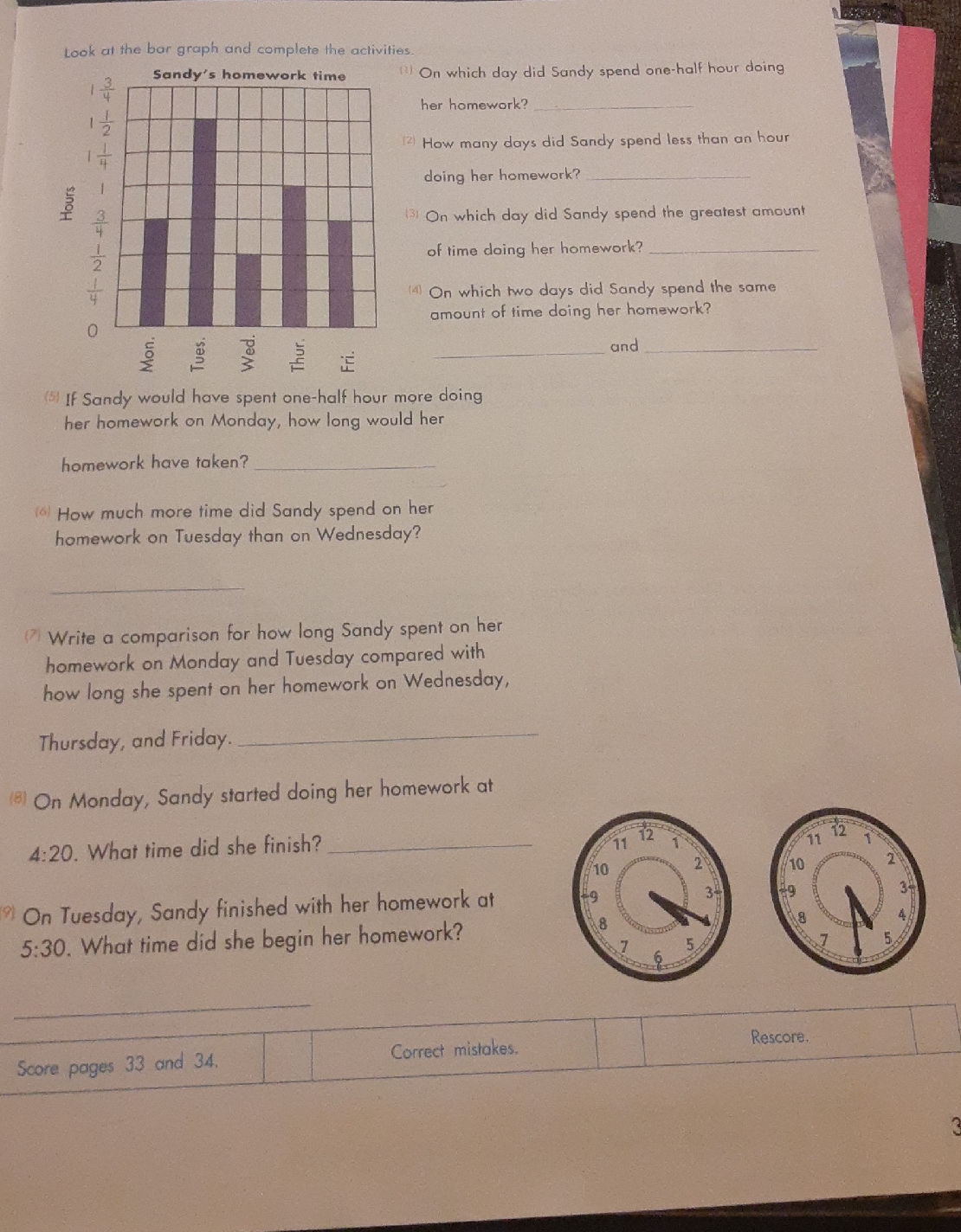 Look at the bar graph and complete the | StudyX