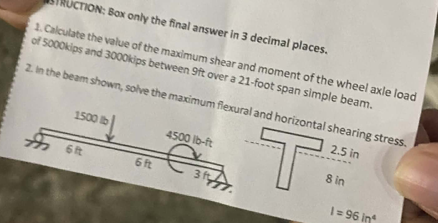 Calculate the value of the maximum shear and | StudyX