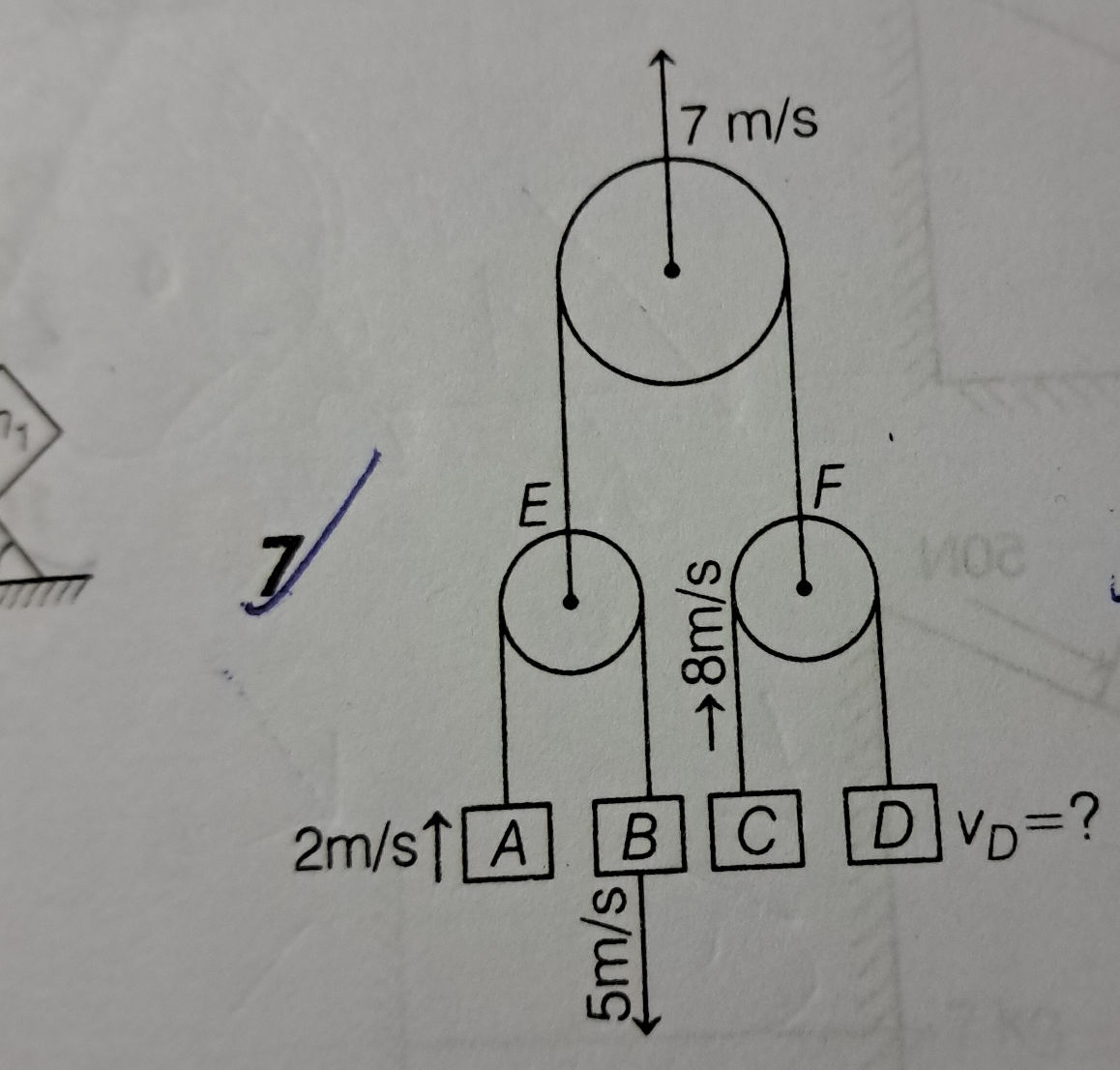 Determine the velocity of block D, $v_D = ?$ | StudyX