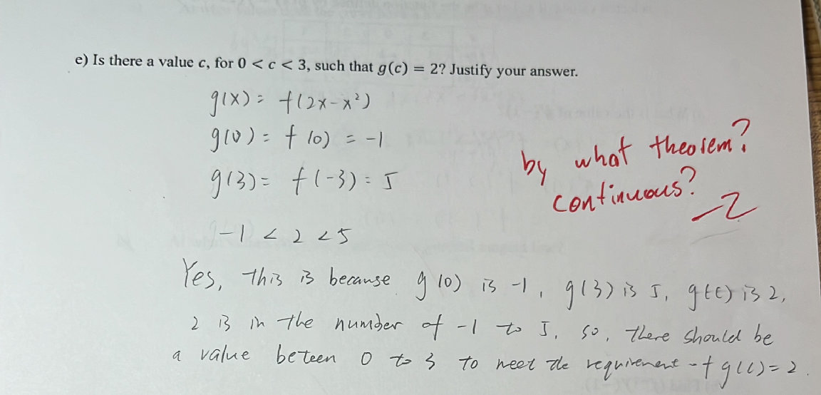 e) Is there a value $c$, for $0