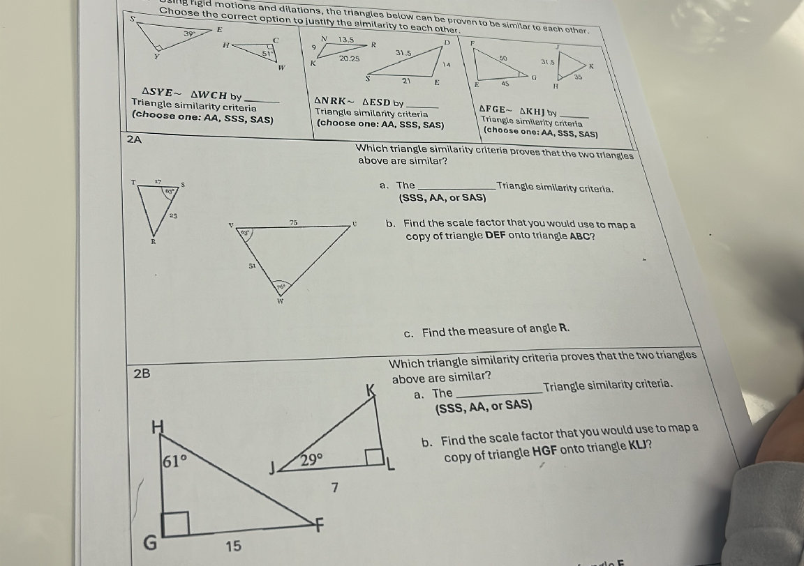 Which triangle similarity criteria proves | StudyX