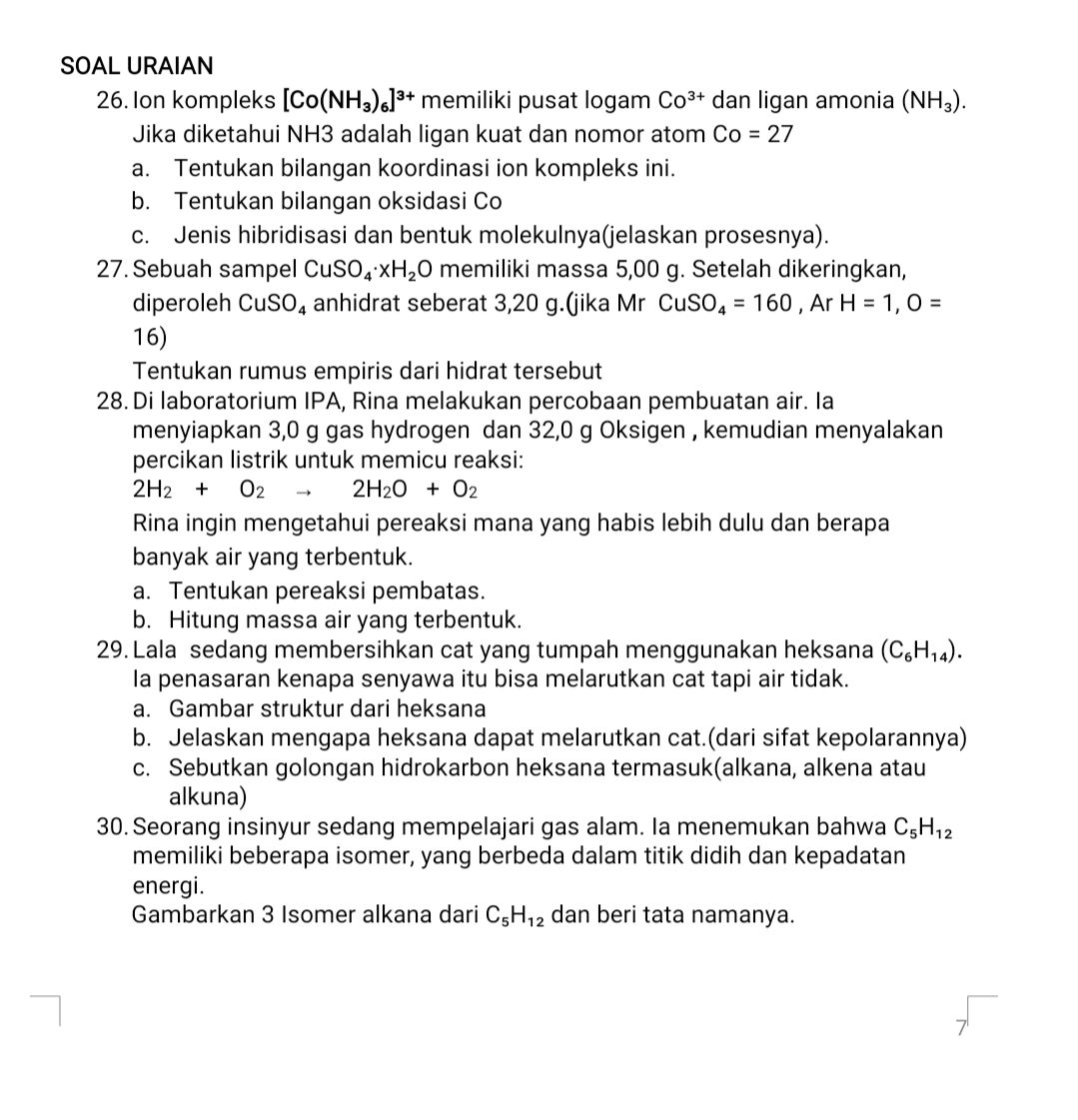 Ion kompleks $[Co(NH_3)_6]^{3+}$ memiliki | StudyX