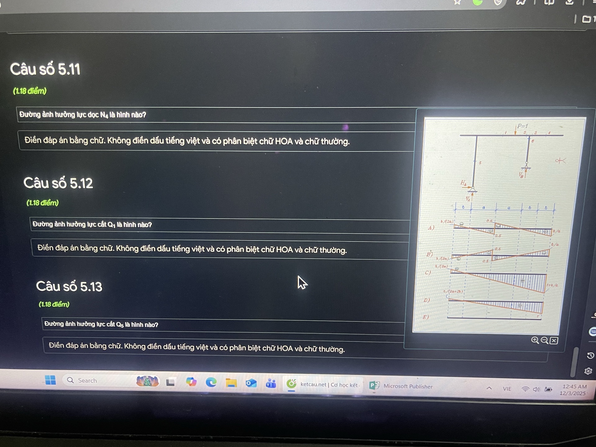 Câu số 5.11 (1.18 điểm) Đường ảnh hưởng lực | StudyX