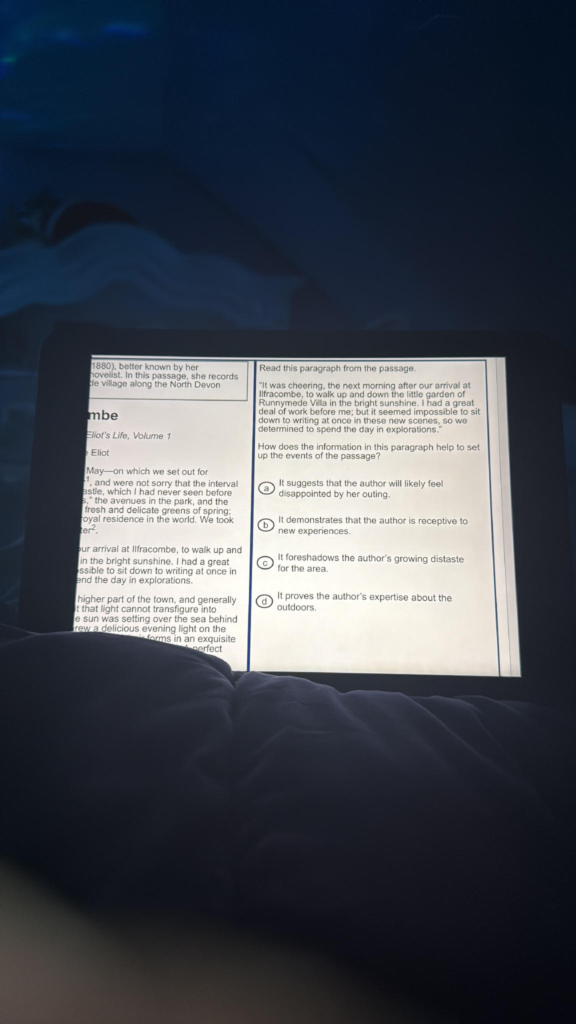 Read this paragraph from the passage. "It | StudyX