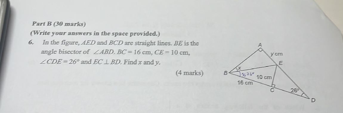 In the figure, $AED$ and $BCD$ are straight | StudyX