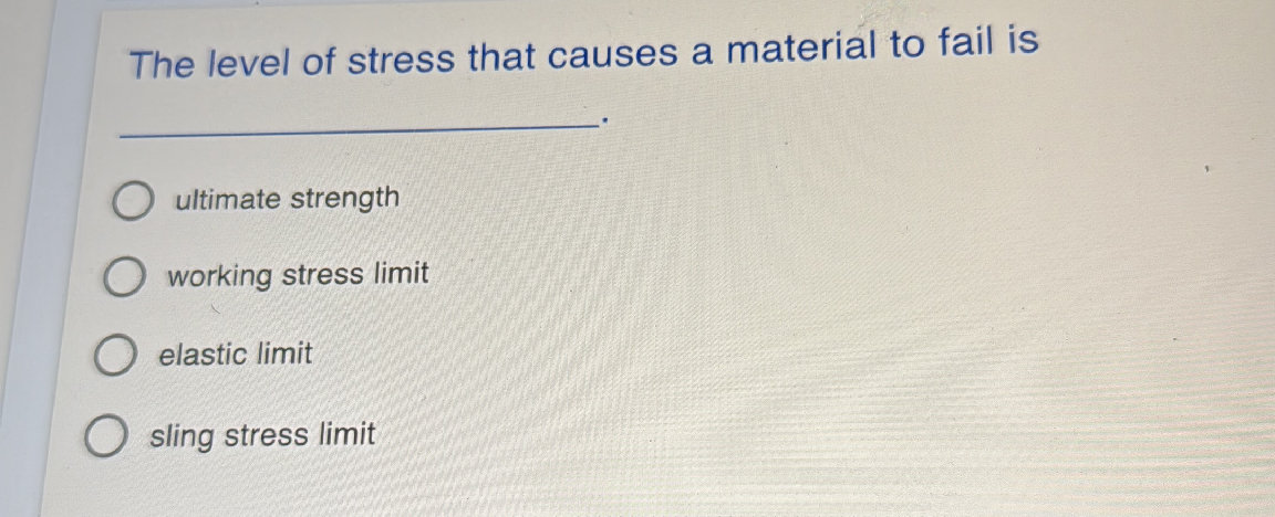 The level of stress that causes a material | StudyX