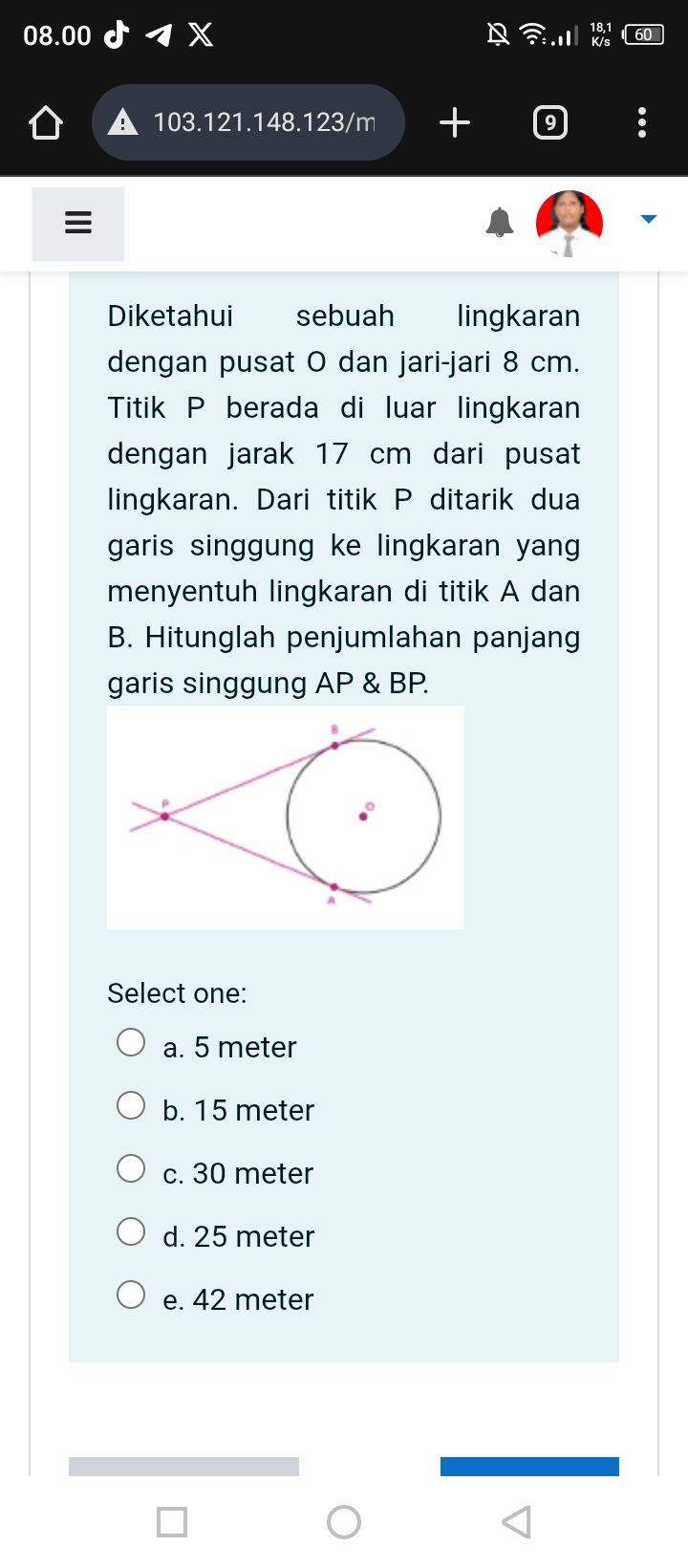 Diketahui sebuah lingkaran dengan pusat O | StudyX