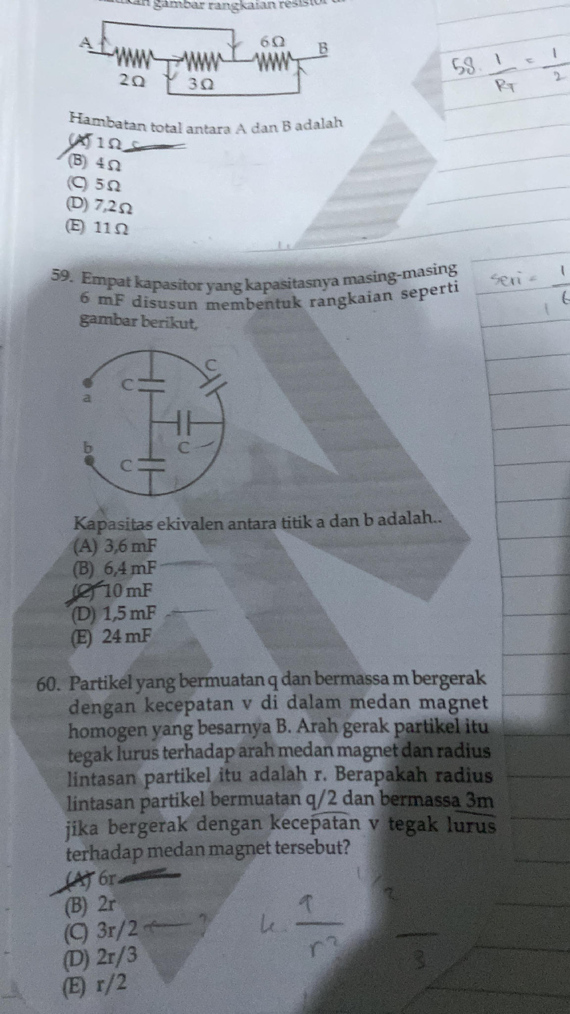 Berikut gambar rangkaian resistor di bawah: | StudyX